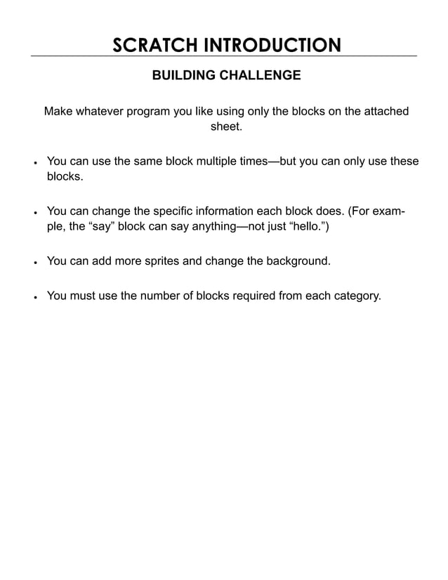 Coding Camp Day 4 Scratch Introduction Packet | PDF