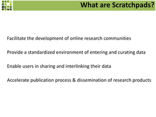 Scratchpads training course introduction | PPT