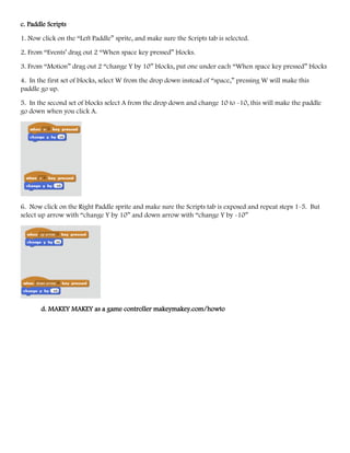 Instructions for Scratch Pong Game Adaptation to use with MaKey MaKey | PDF