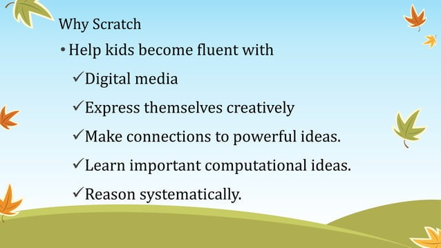 Scratch for kids language in Program.pptx | Programming Languages | Computing