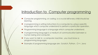 Scratch Programming for begginer students | PPTX