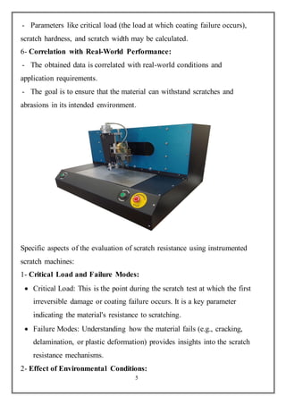 EVALUATION OF SCRATCH RESISTANCE OF POLYMERIC COATINGS AND PLASTICS ...