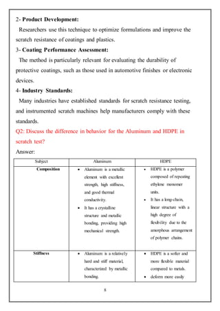 EVALUATION OF SCRATCH RESISTANCE OF POLYMERIC COATINGS AND PLASTICS ...