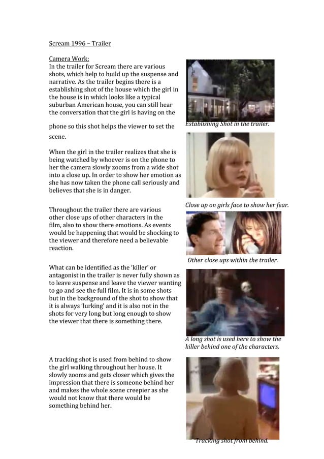 Scream 1996 Trailer - Detailed Description | PDF