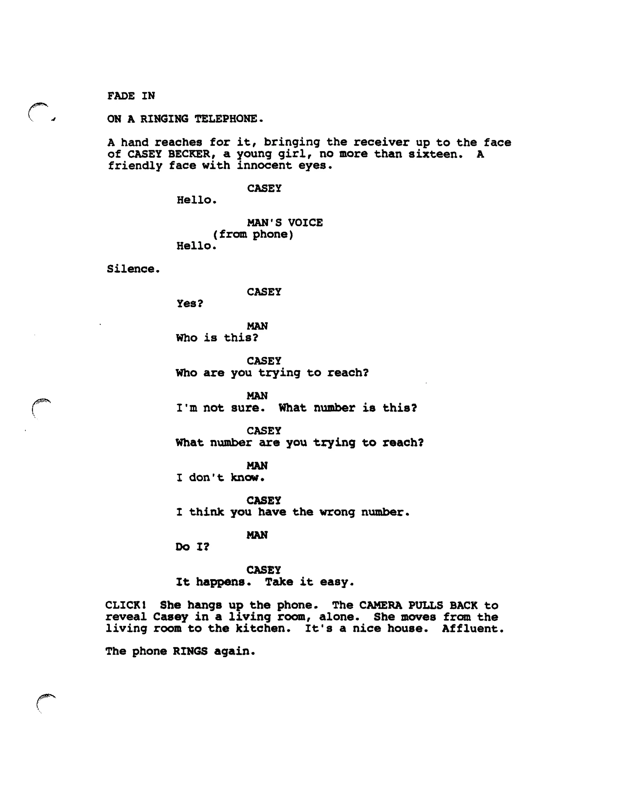 Scream (aka scary movie) by kevin williamson (for educational purposes ...