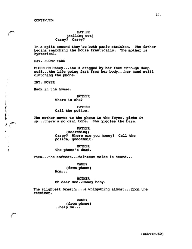 Scream (aka scary movie) by kevin williamson (for educational purposes ...