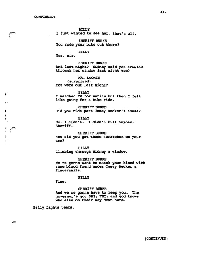 Scream (aka scary movie) by kevin williamson (for educational purposes ...