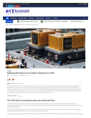 Explaining the Purpose of an Isolation Transformer in a UPS | PDF ...