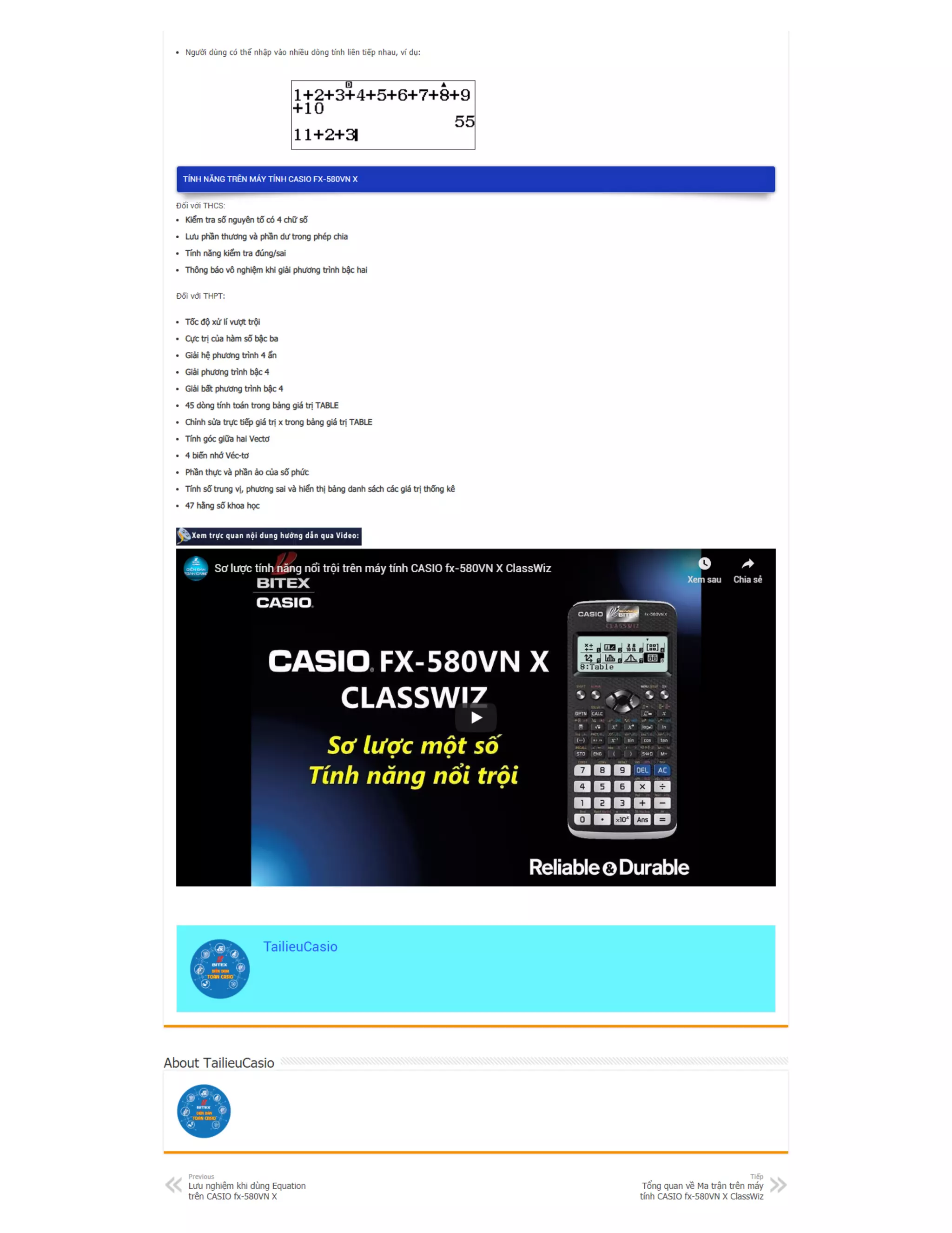 TỔNG QUAN CASIO FX-580VN X | PDF