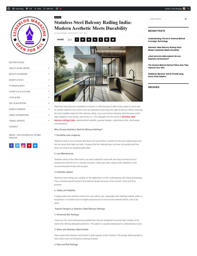 Stainless Steel Balcony Railing India: Modern Aesthetic Meets ...