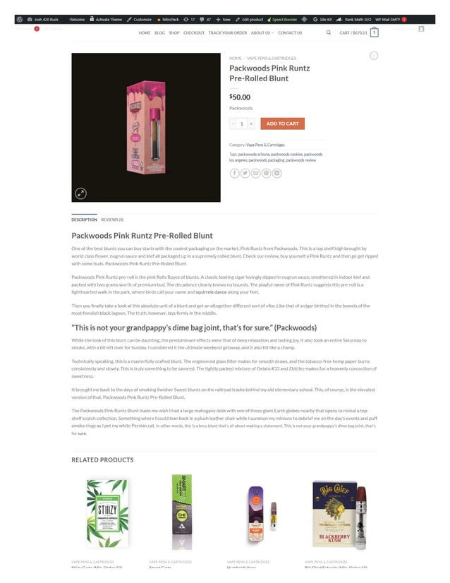 Packwoods Pink Runtz Pre-Rolled Blunt | PDF