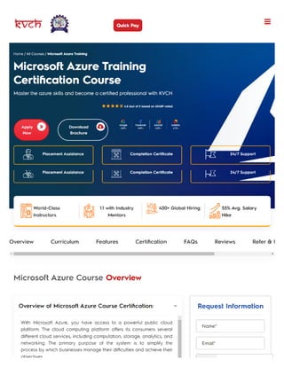Best Microsoft Azure Certification | KVCH Courses | PDF