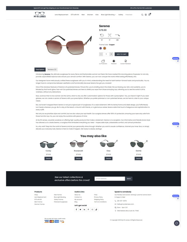 Serena: Elevate Your Vision with Precision Rx Lenses and Chic Designs | PDF