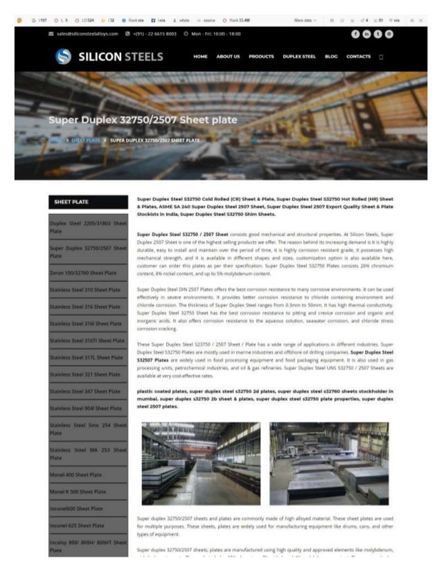 Super Duplex Steel S32750 Plates, ASTM A276 Super Duplex 2507 Sheet | PPTX