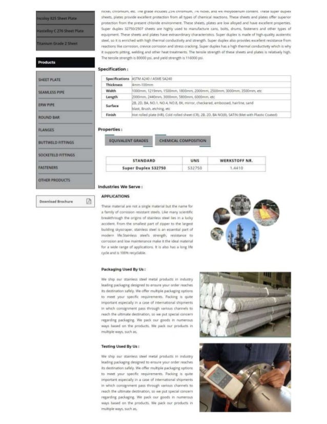 Super Duplex Steel S32750 Plates, ASTM A276 Super Duplex 2507 Sheet | PPTX
