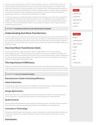 Boosting Efficiency: A Simple Guide to Cast Resin Transformers | PDF