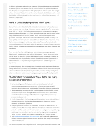 Achieving Precision: The Benefits of a Constant Temperature Water Bath ...