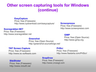 Screen capturing tools | PDF