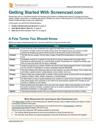 Screencast.com getting started_guide | PDF