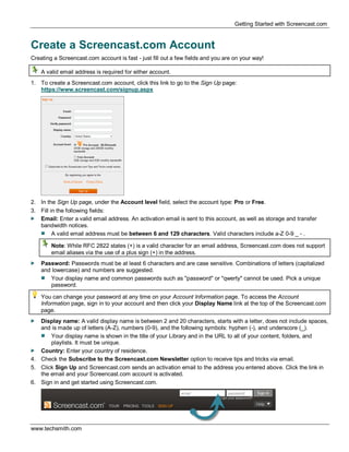 Screencast.com getting started_guide | PDF