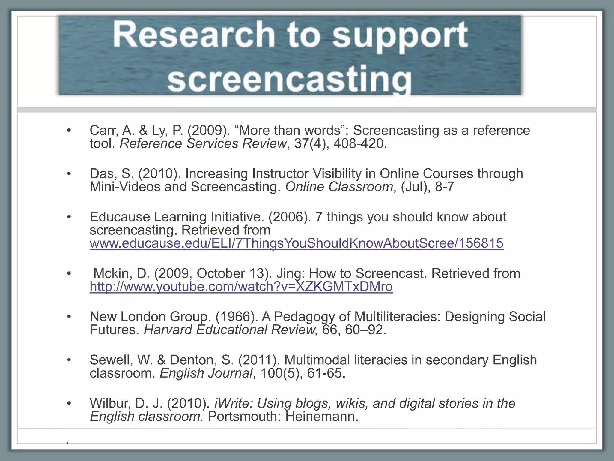"Screencasting for Educators and Students" | PPT
