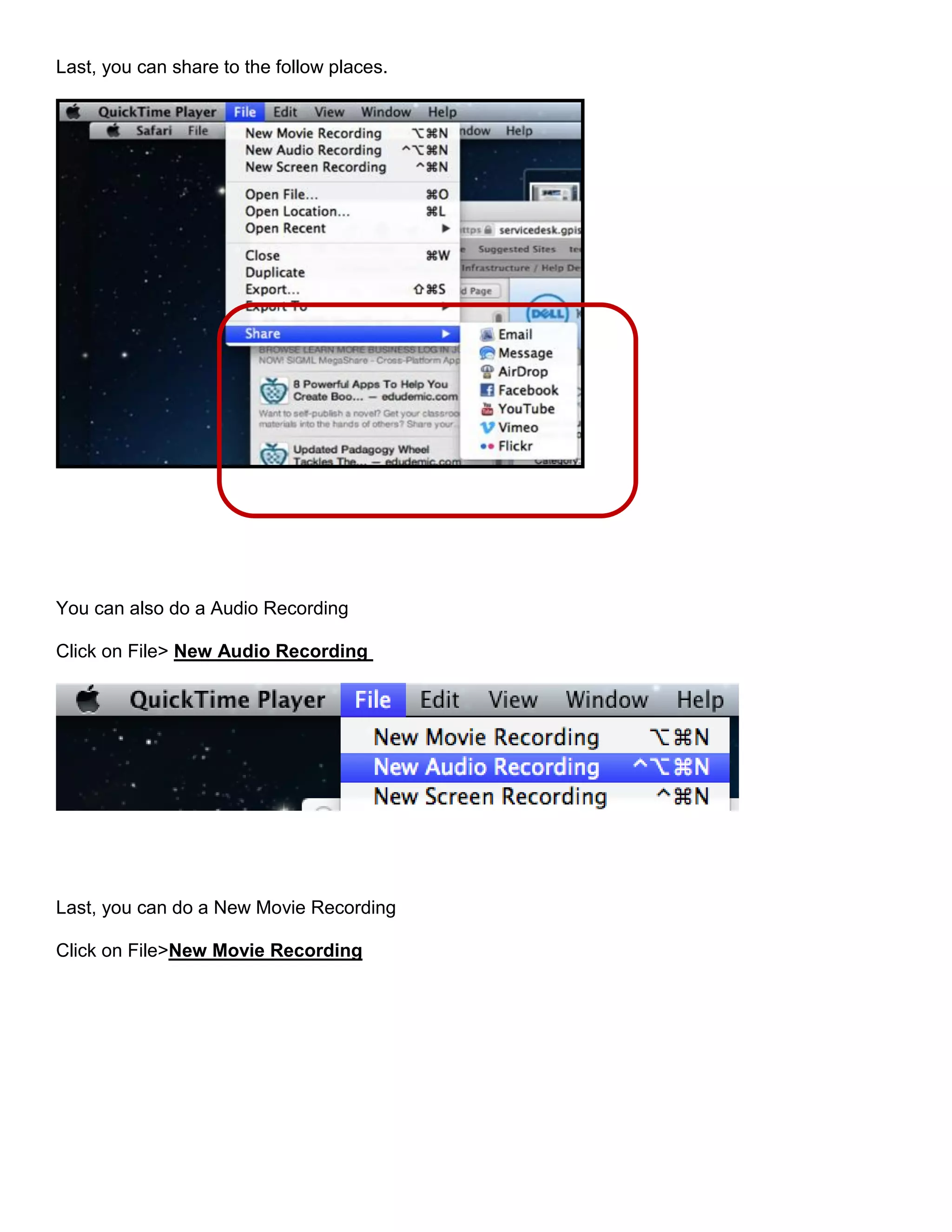 Screencasting on the Mac with Quicktime | PDF