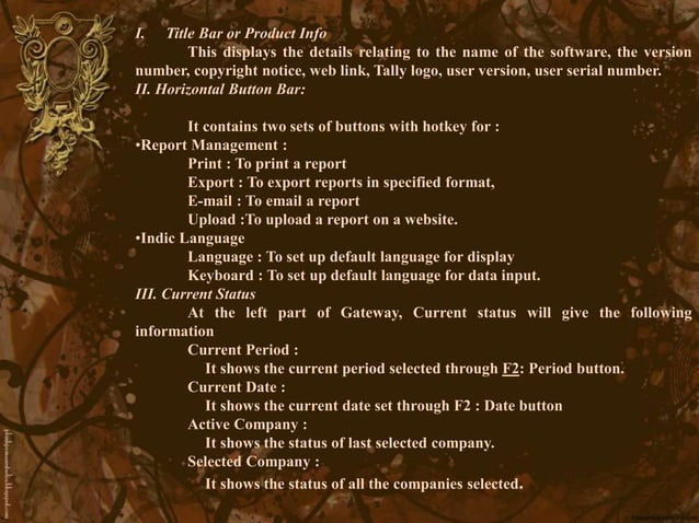 SCREEN COMPONENTS OF TALLY - R.D.Sivakumar | PPT