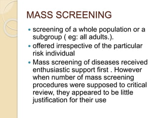 Screenig of diseases | PPTX