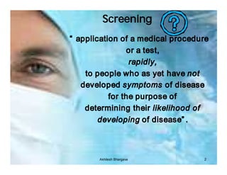 Screening in Public Health | PDF