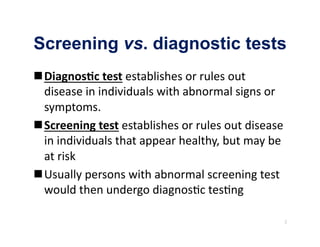 Screening | PDF | Medical Tests | Medical Health