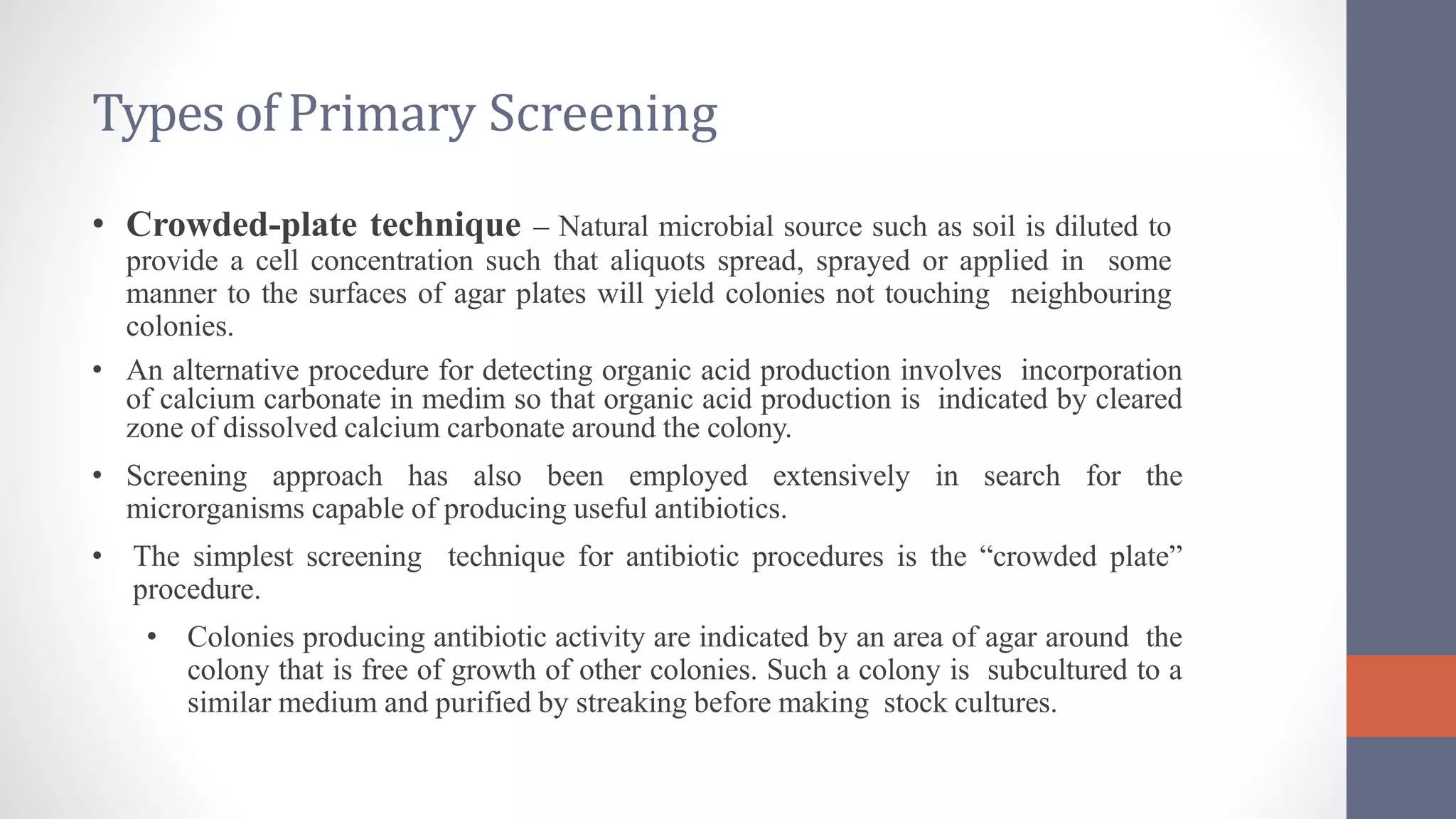 Screening of industrial microorganisms | PPTX