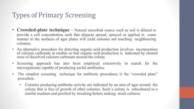 Screening of industrial microorganisms | PPTX | Chemistry | Science