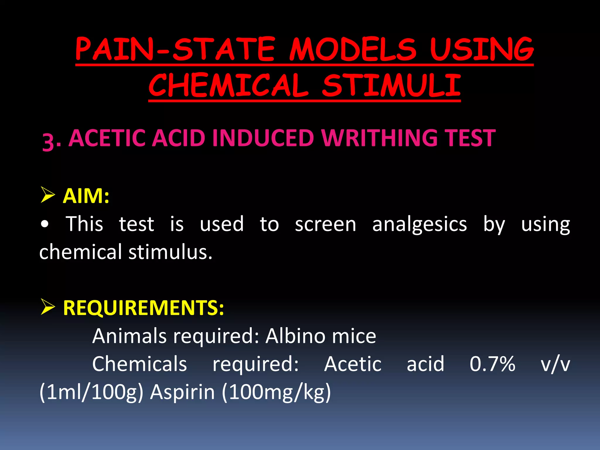 Screening methods for Analgesics | PPTX