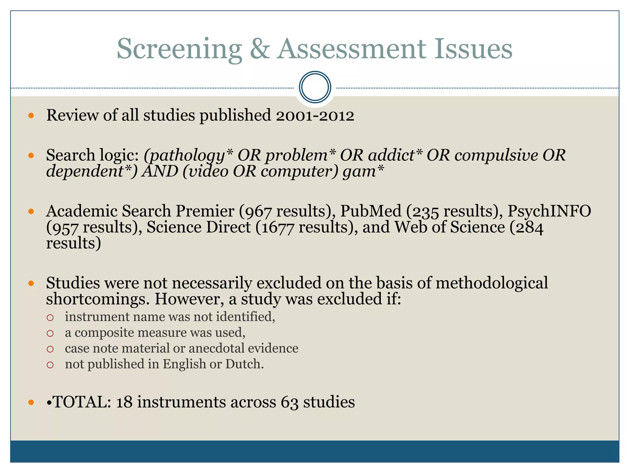 Screening and assessment for internet gaming addiction | PPT
