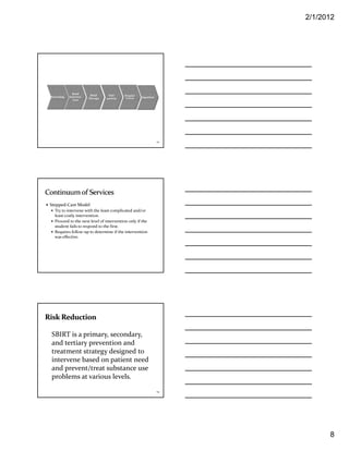 Screening and brief intervention partnering with primary care field ...