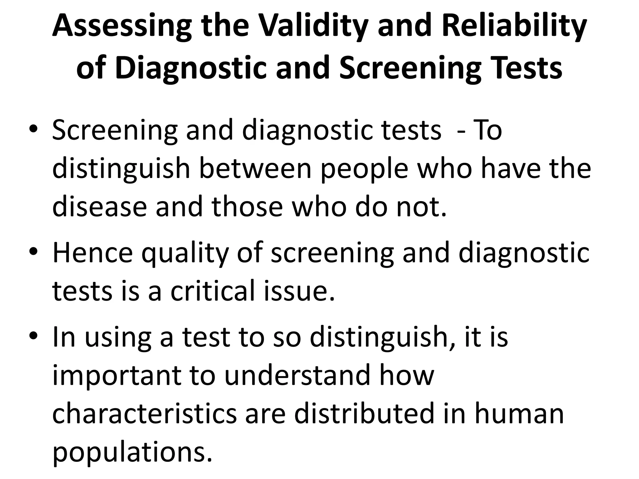 Screening and diagnostic testing | PPTX