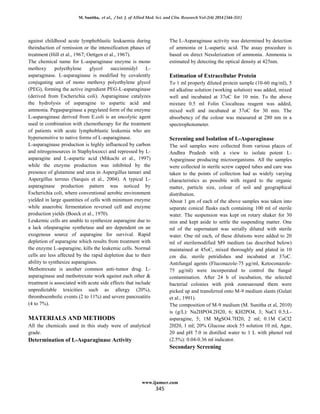 Screening and isolation of medicinally important L-asparaginase enzyme ...