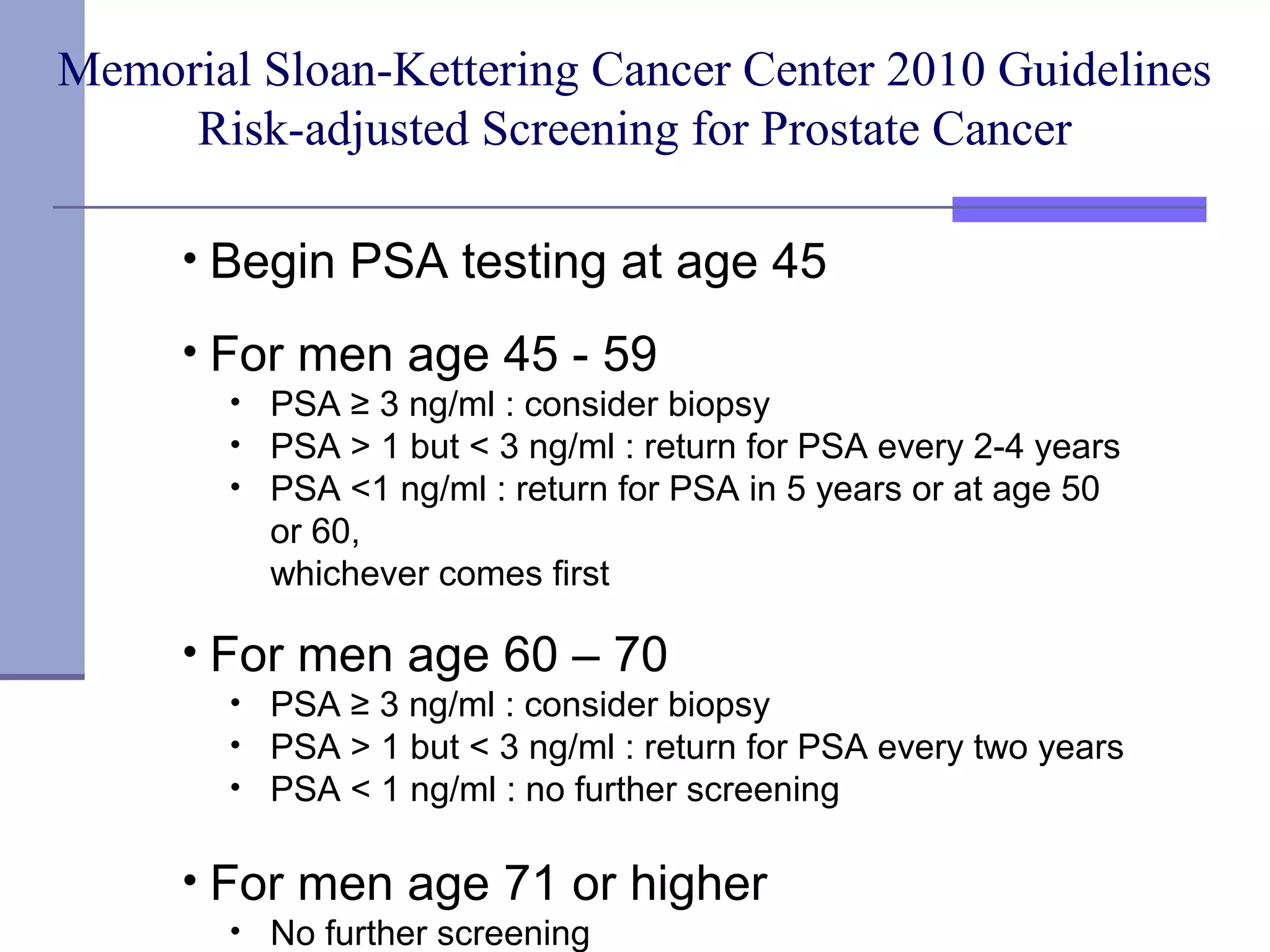 Screening and prostate cancer | PPT