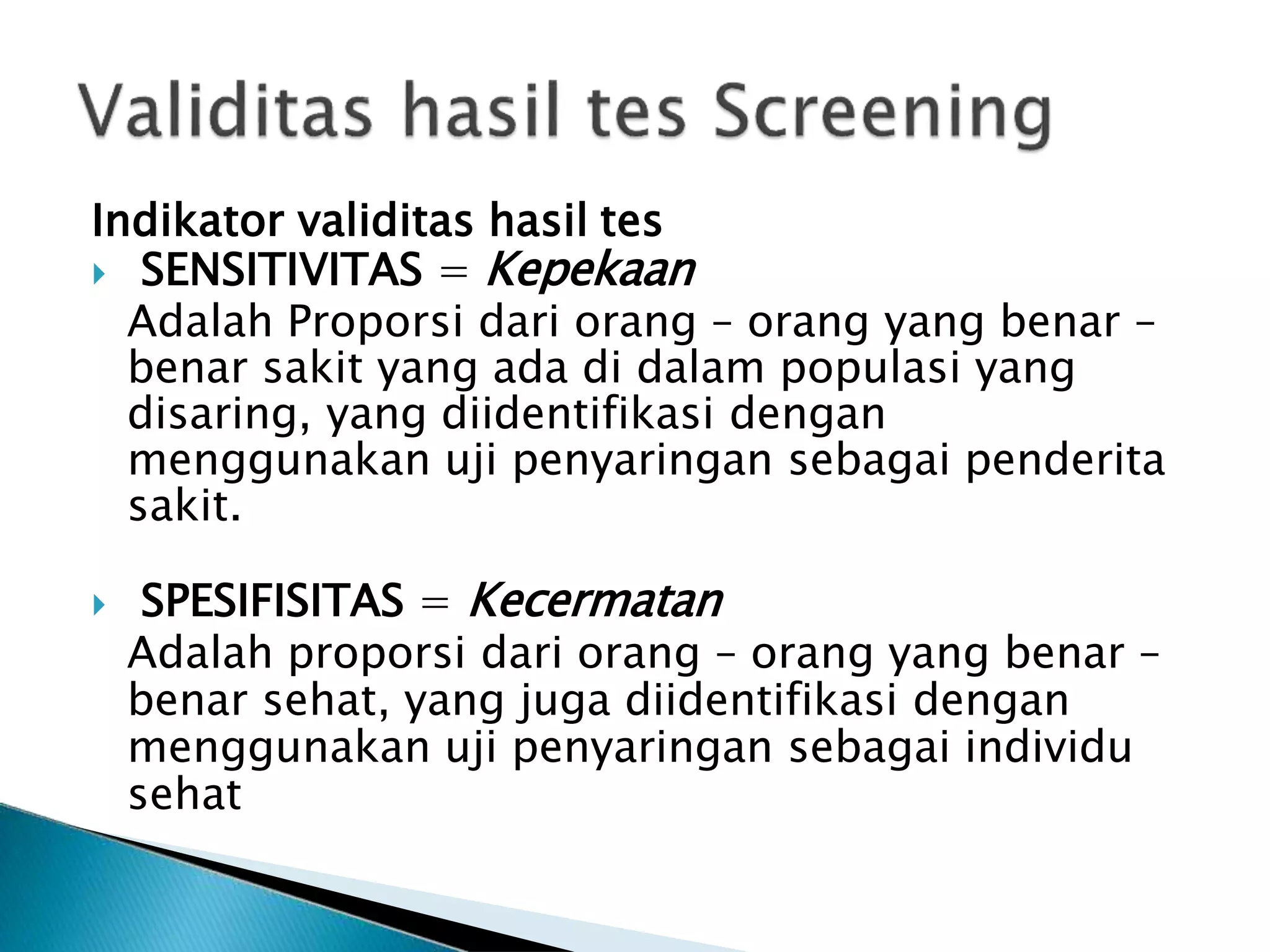 Screening epidemiologi 1 | PPTX