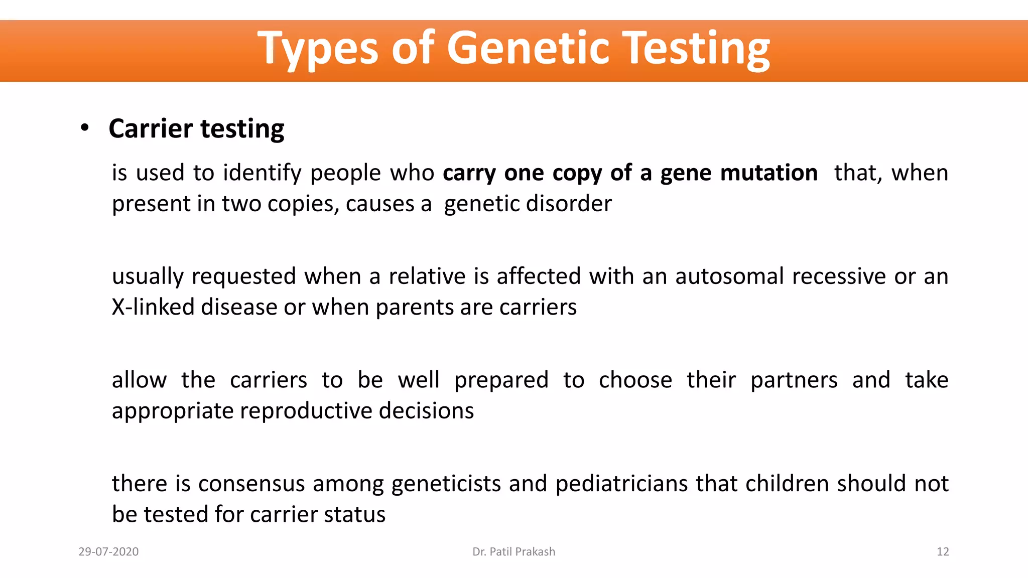 Genetic Testing in Neonates and Children - Screening for chromosomal ...