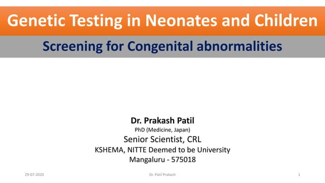 Genetic Testing in Neonates and Children - Screening for chromosomal ...