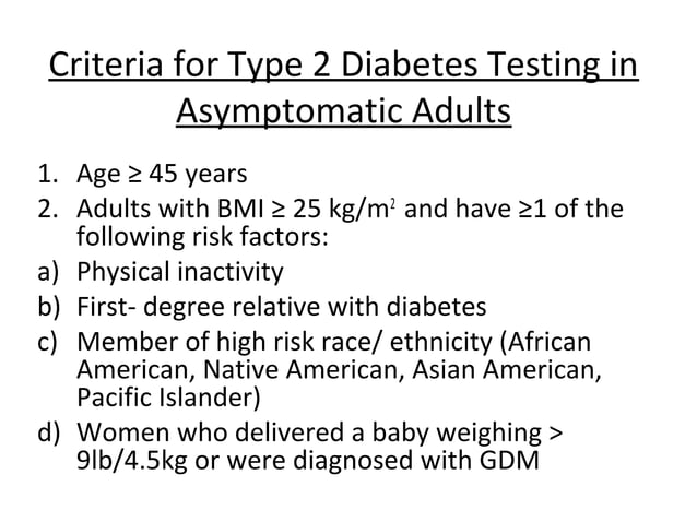 Screening for Type 2 Diabetes Mellitus | PPT | Endocrine and Metabolic ...