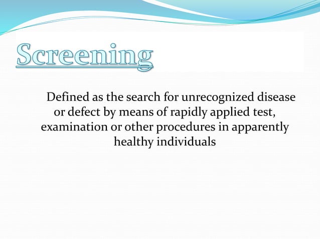 Concepts of Screening for disease | PPTX | Diabetes | Diseases and ...