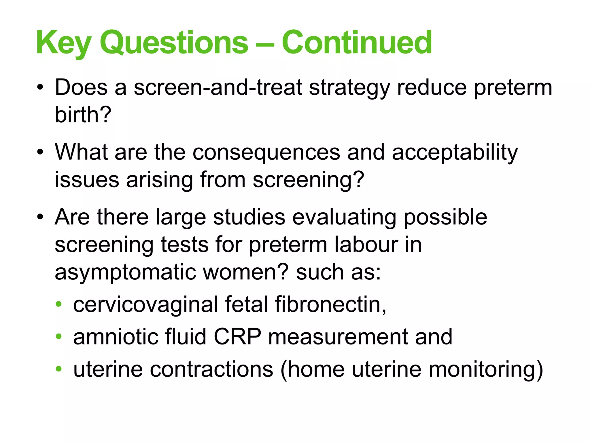 Screening for preterm labour | PPT