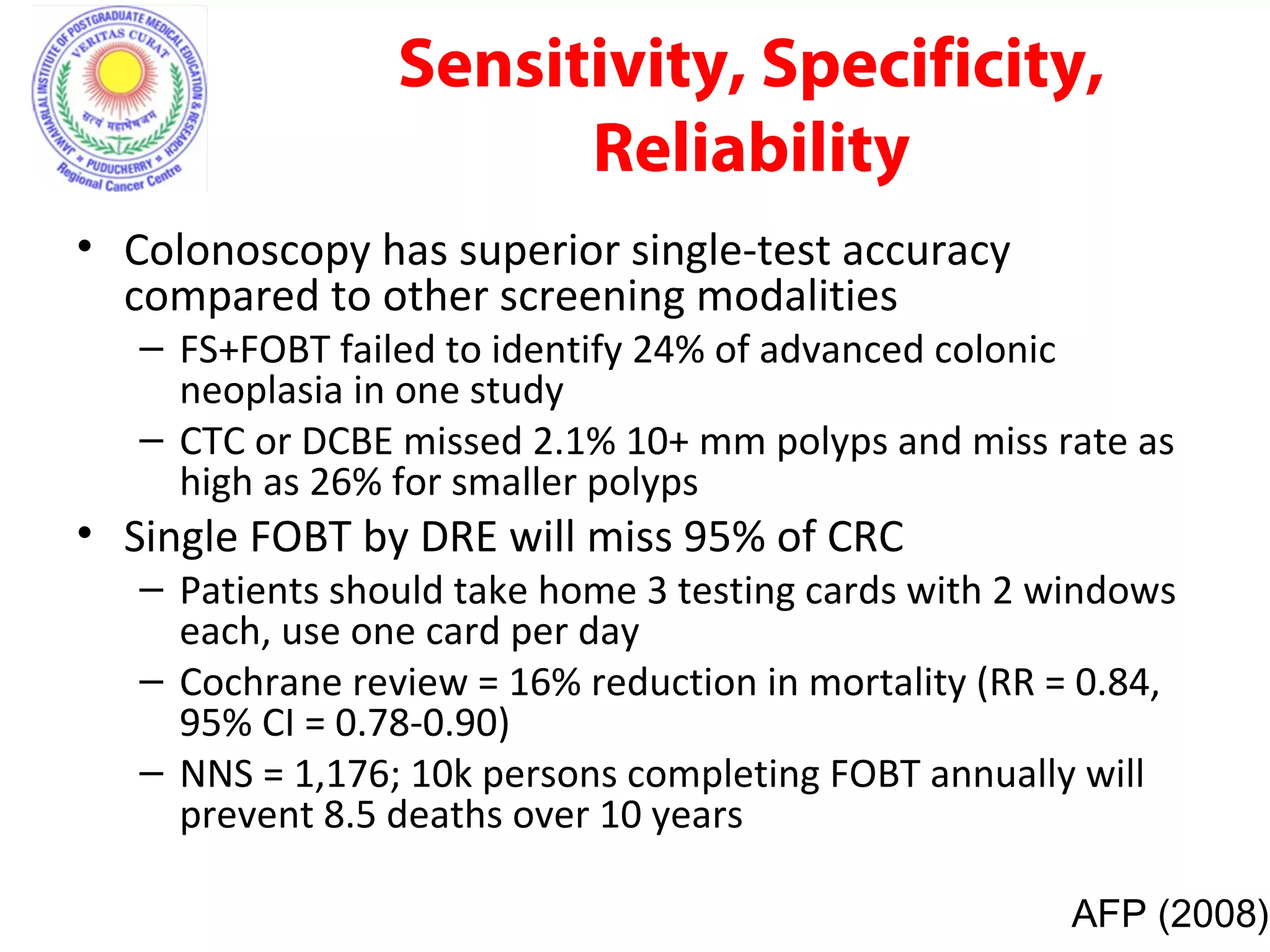 Screening in colorectal cancers dr. ashutosh | PPT