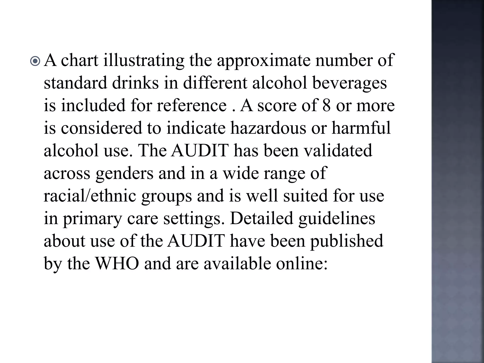 Screening instruments for Substance use disorders | PPTX