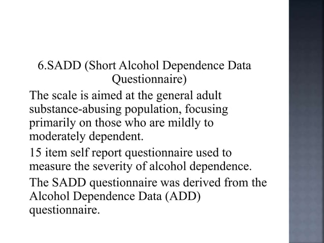 Screening instruments for Substance use disorders | PPTX | Substance ...
