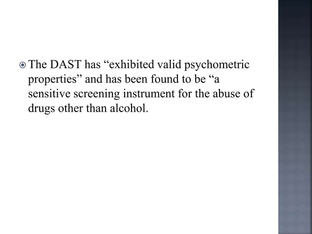 Screening instruments for Substance use disorders | PPTX | Substance ...