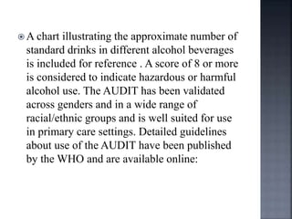 Screening instruments for Substance use disorders | PPTX