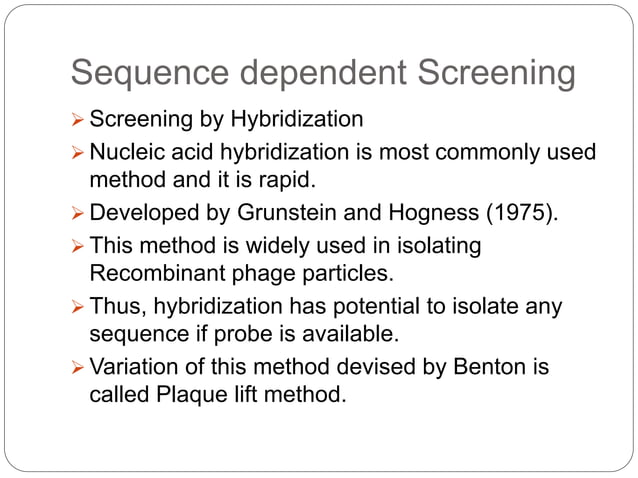 Screening methods for cloned libraries | PPTX